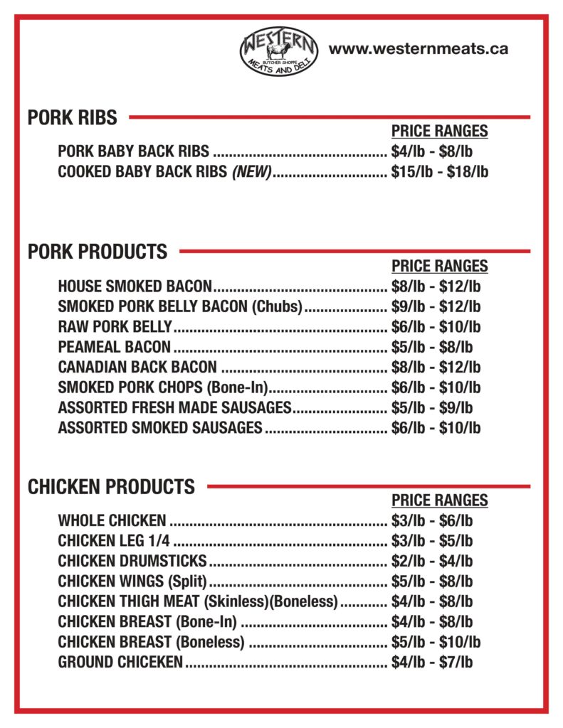 Pork and Chicken Products – Western Meats and Deli